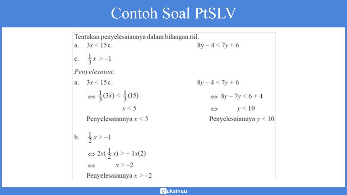 √ Pertidaksamaan Linear Satu Variabel - Pengertian, Sifat, Contoh Soal