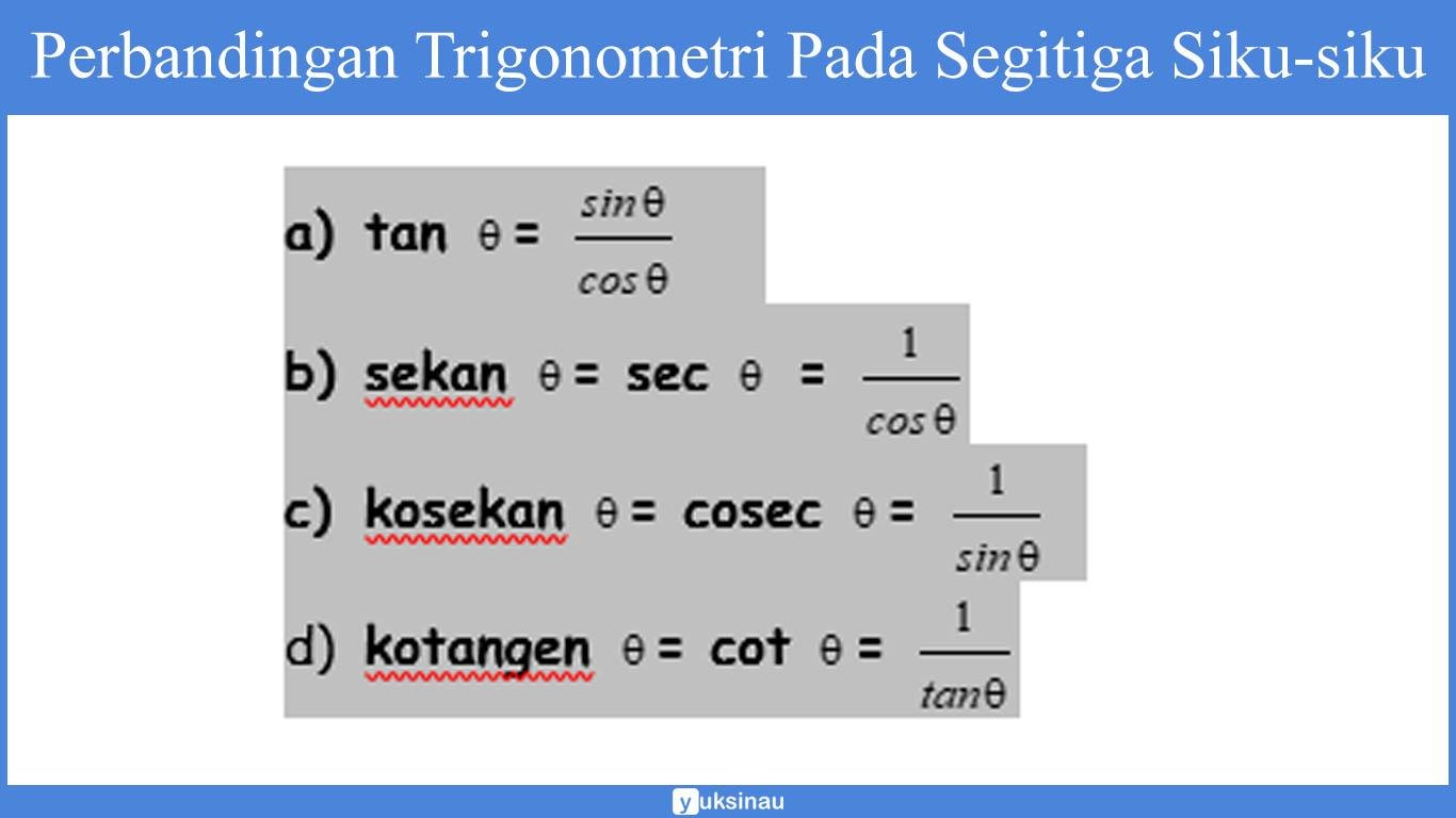 √ Trigonometri: Identitas, Rumus, Turunan, Tabel, Contoh Soal
