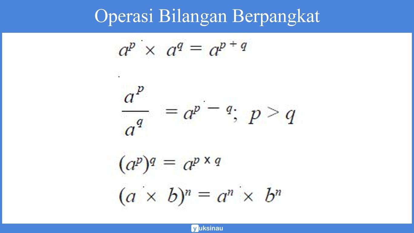 √ Bilangan Berpangkat: Jenis, Sifat, Operasi Hitung, Soal, Penyelesaian
