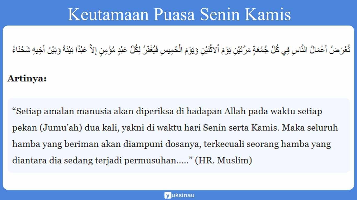 √ Niat Puasa Senin Kamis: Bacaan Doa, Keutamaan, Manfaat