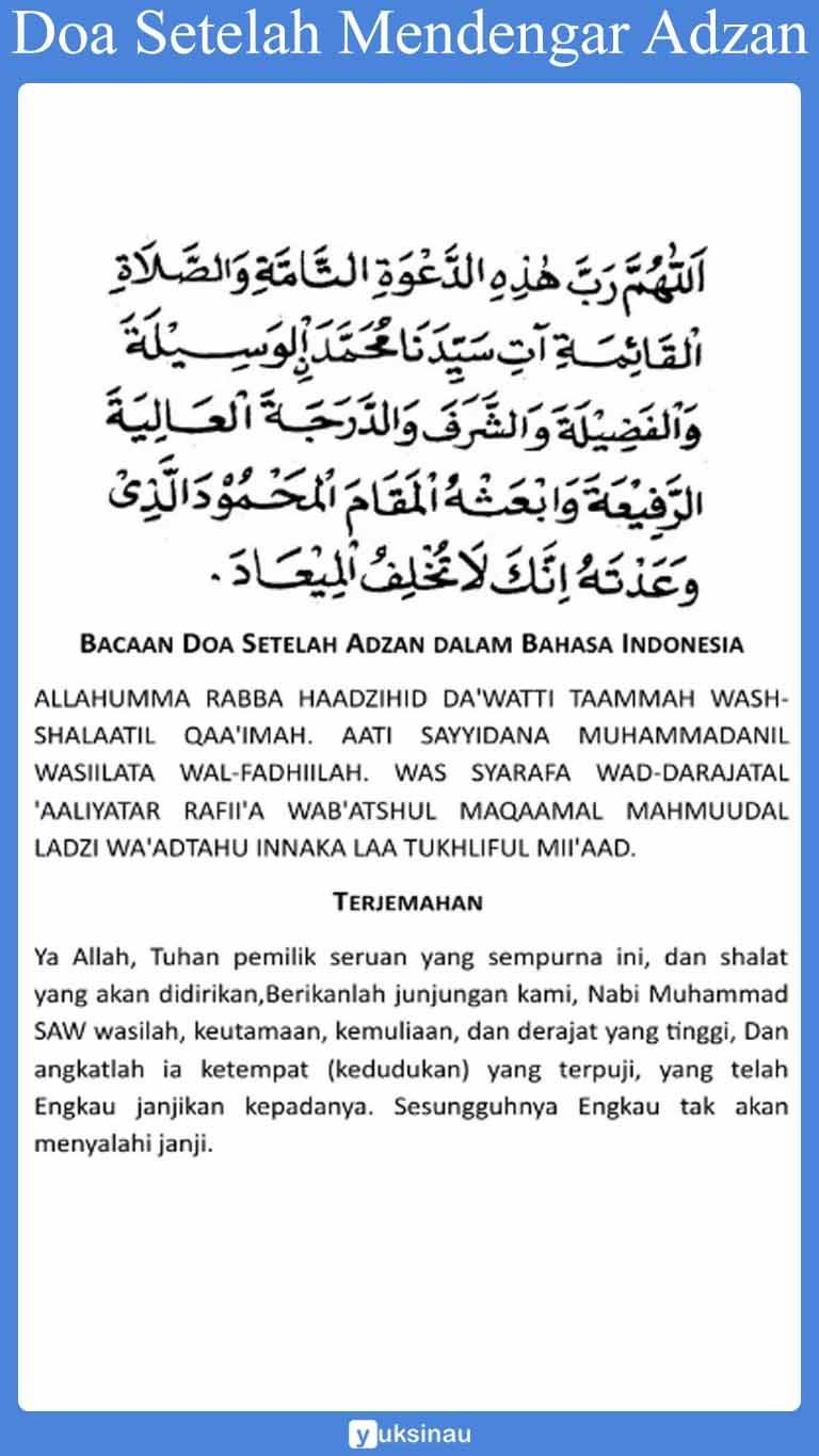 √ Bacaan Doa Setelah Adzan: Arab, Latin, dan Artinya